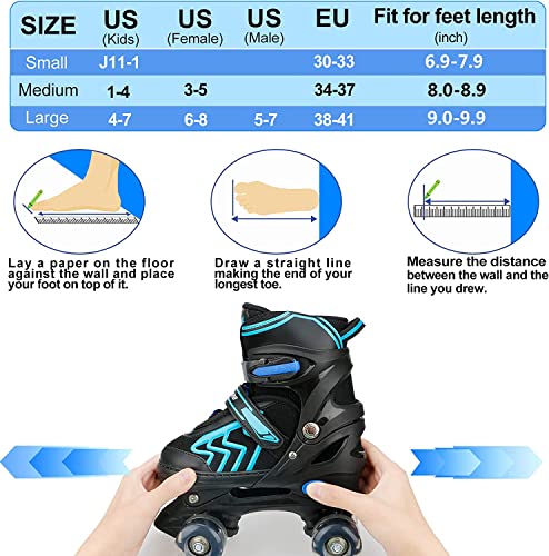 SZHZS Adjustable Toddler Kids Roller Skates with Light Up Wheels for Boys Girls Beginners for Indoor Outdoor Sports - M Size