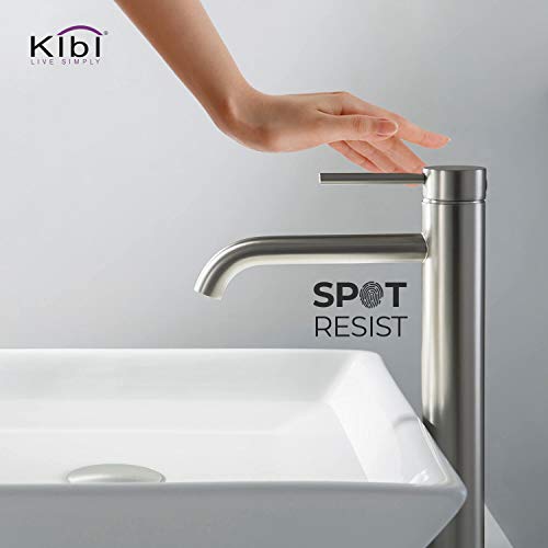 KIBI KBF1009 Solid Brass Single Handle Circular Faucet for Bathroom Sink | High Arc Faucet spout (Brushed Nickel)