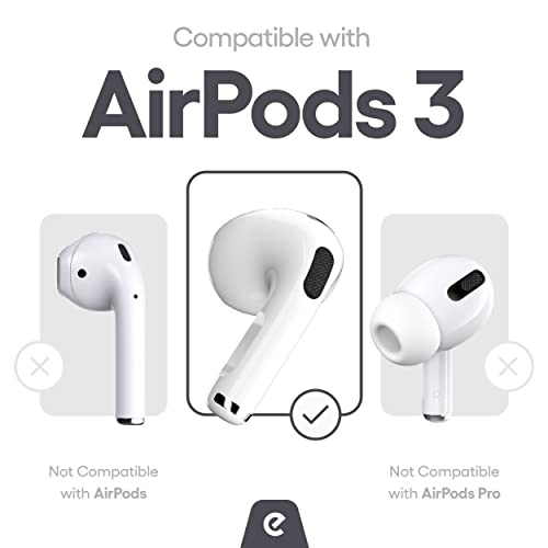KeyBudz EarBuddyz for AirPods 3 Ear Hooks Covers [Added Storage Pouch] Anti Slip Accessories Compatible with Apple AirPod 3 - Small, Medium, Large Pairs (White)