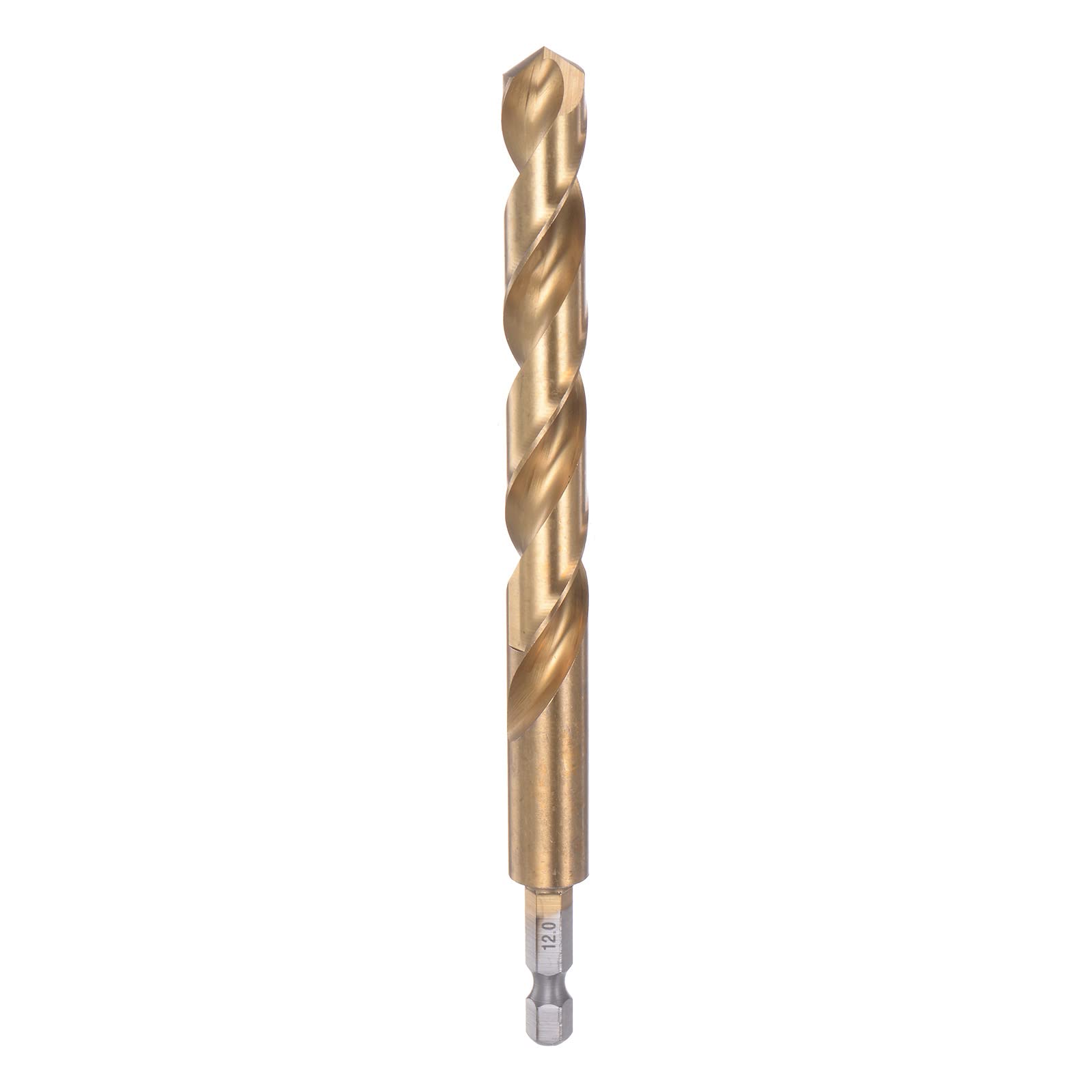 HARFINGTON 1/4" Hex Shank Drill Bit 12mm Titanium Drill Bits Set M35 High Speed Steel Twist Drill Bit 150mm Long Fully Ground for Wood, Stainless Steel, Metal, Plastic Plastic