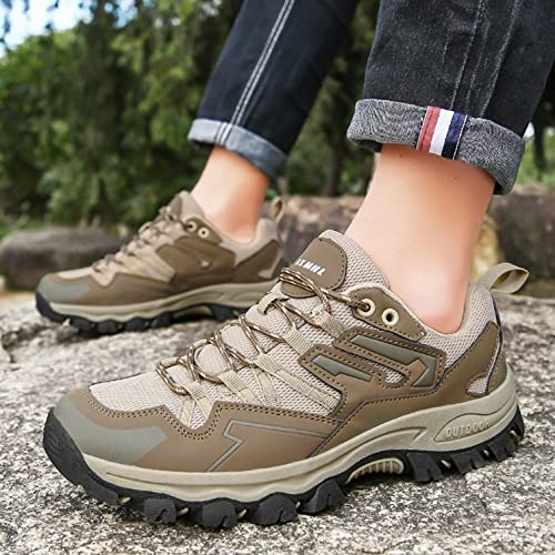 HARMOX Men's Women's Hiking Boot Slip Resistant Hiking Shoes for Men Waterproof Anti Slip Brown