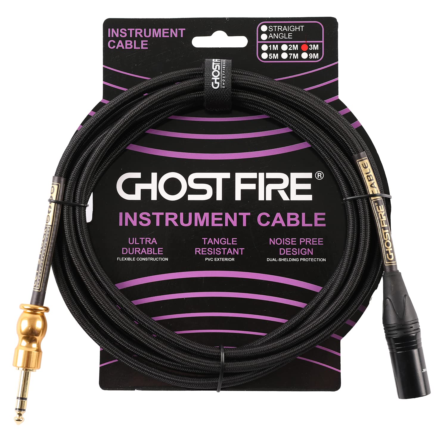 GHOSTFIRE XLR High Performance Noise-Cancelling 1/4" TRS-to-XLR Male Standard Balanced Microphone Cable (10 feet-(1/4" TRS-to-XLR Male)