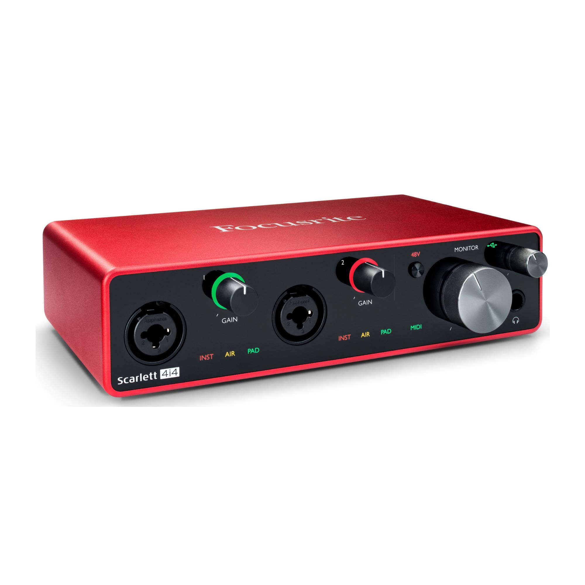 Focusrite Scarlett 4i4 3rd Gen 4x4 USB Audio Interface Bundle with Headphones and 2 XLR Cables (3 Items)