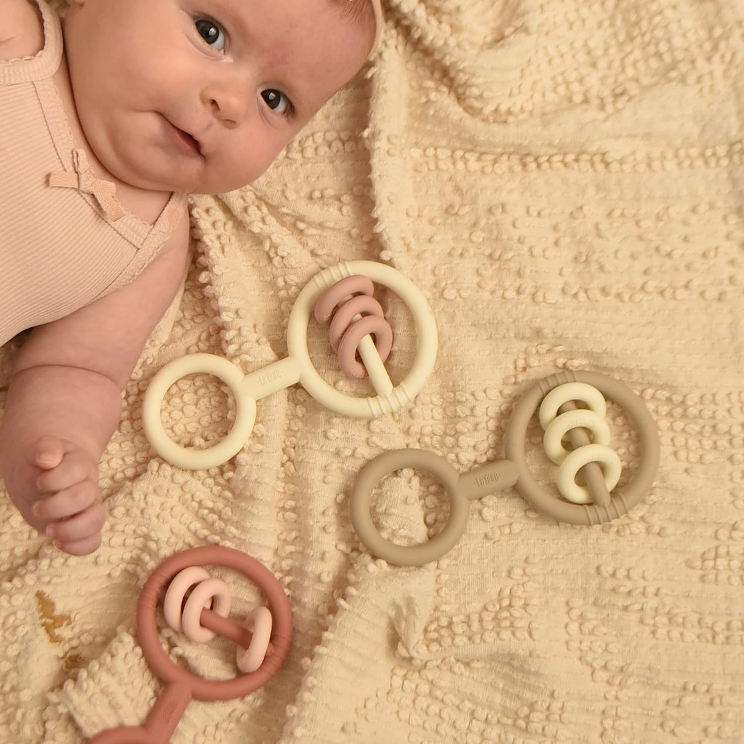 La'dore Baby Teething Toys Premium Baby Double Teether Soft Food-Grade Silicone Teethers for Babies β Shaped Easy to Clean Teething Ring Soother for Infants (Saddle)