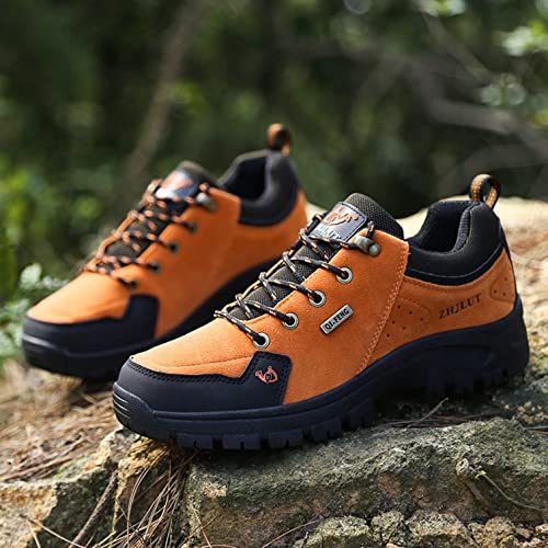 HARMOX Women's Men's Hiking Boot Slip Resistant Hiking Boots Men Waterproof Insulated Orange