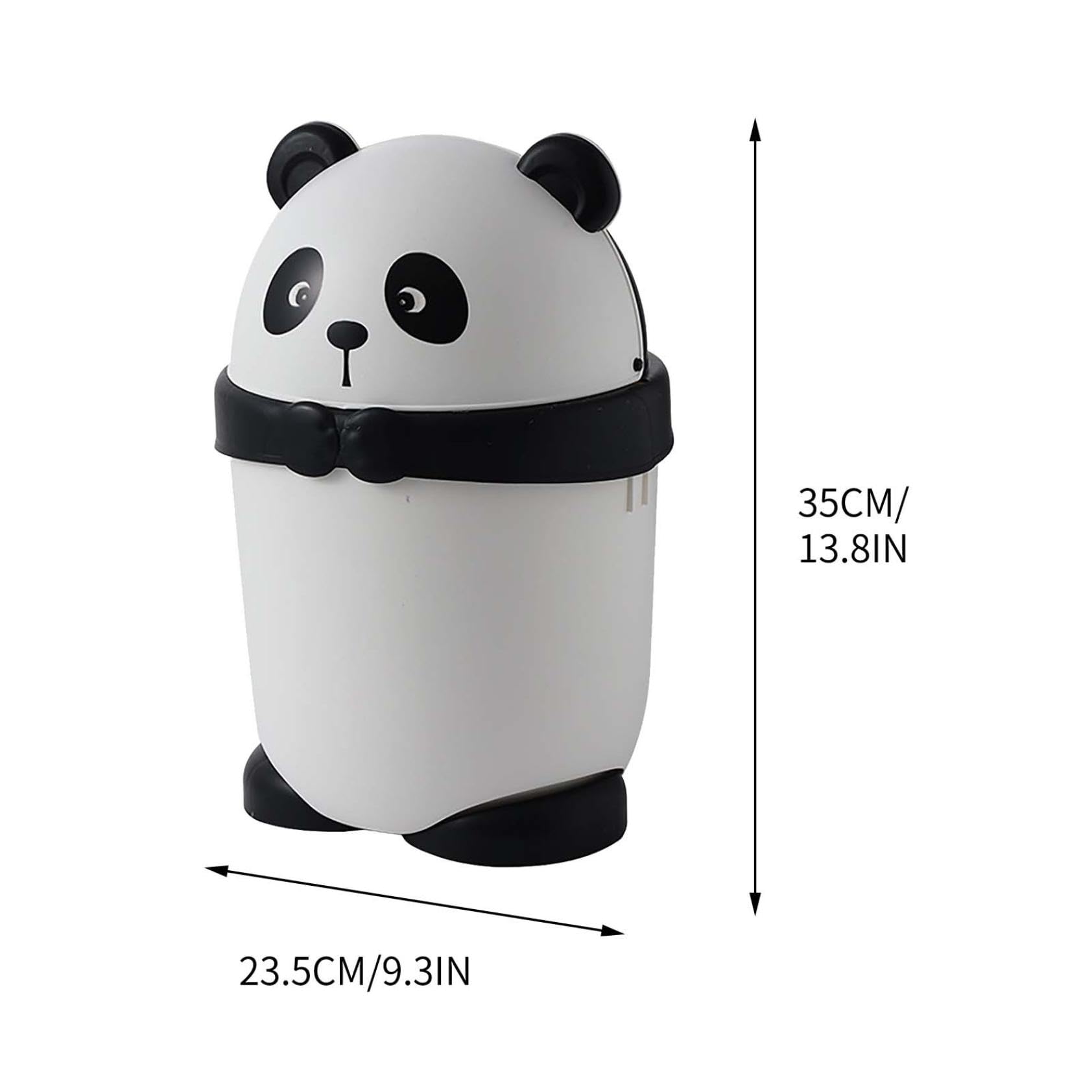 Mini Trash Can With Lid, Cute Panda Trash Can, Removable Small Garbage Can, Tiny Plastic Trash Bin, Swing Top Lid Wastebasket, Counter Garbage Lint Bin For Bathroom,Office,Kitchen,Desk,Coffee Table