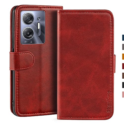 Shantime for Infinix Hot 30 5G Case, Leather Wallet Case with Cash & Card Slots Soft TPU Back Cover Magnet Flip Case for Infinix Hot 30 5G (6.78β) Red
