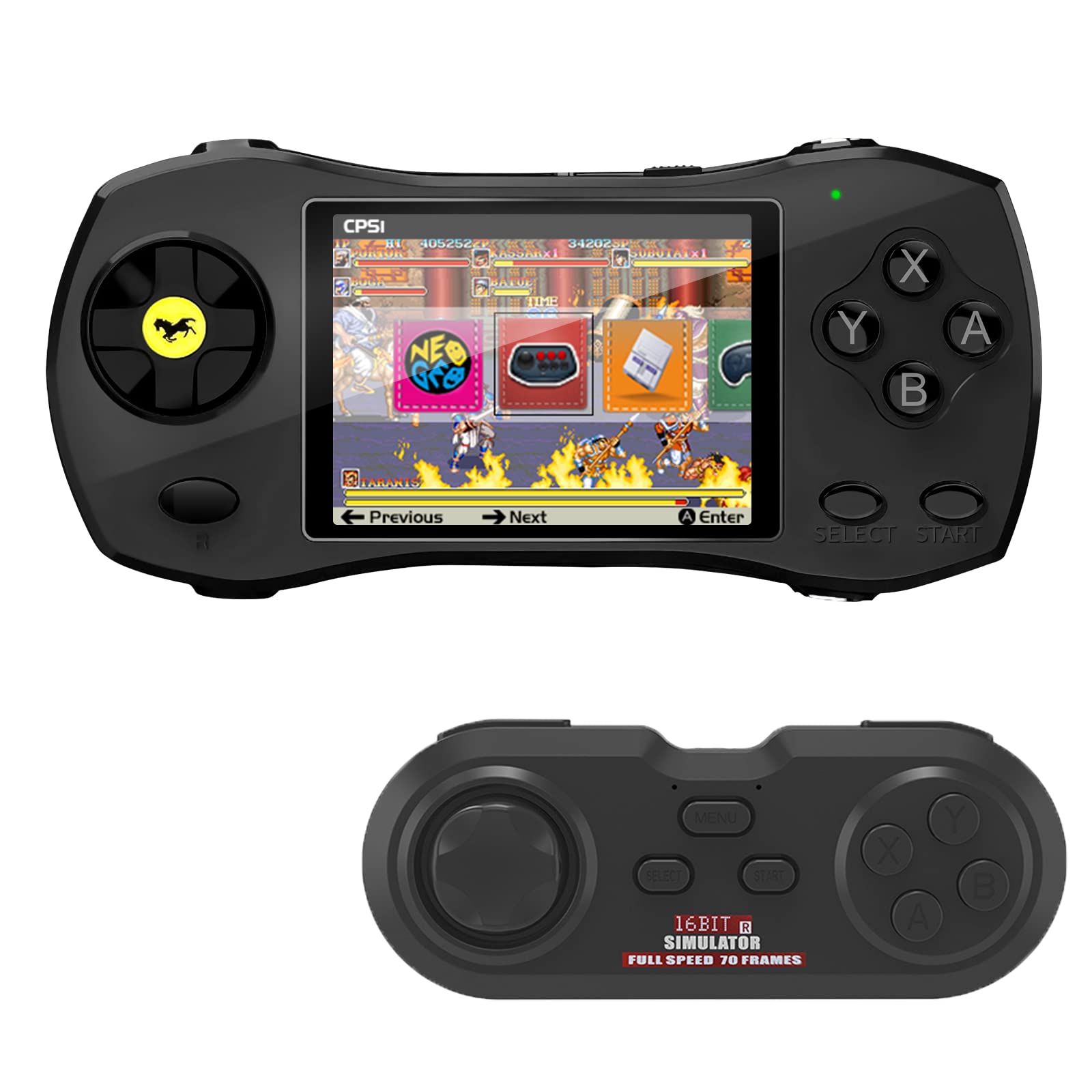 Handheld Game Console Built-in 5000 Retro Games - 3 Inch IPS Portable Video Game Player 10 Emulators Electronic Gaming System Support 2 Players & AV Output, Best Gift for Kids Adults -Black