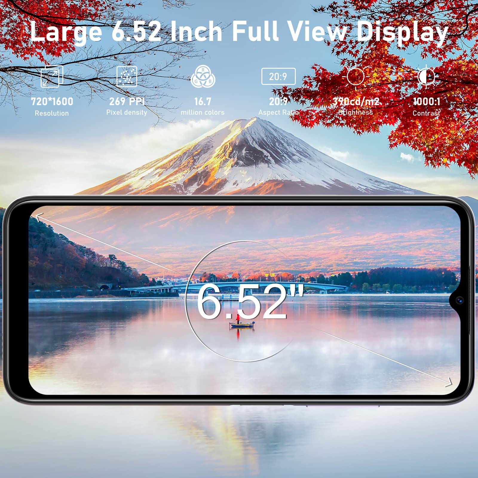 DOOGEE N50 Unlocked Android Phone 2023, 6.52" FHD Smartphone 15GB RAM+128GB ROM (TF 1TB) Android 13 Cell Phones, Octa Core, Dual 4G SIM, 18W PD 4200mAh, 50MP+8MP Camera, US Version