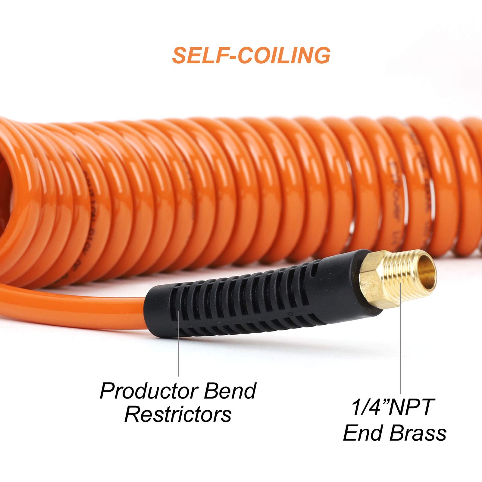 FYPower 18 Pieces Air Compressor Accessories kit, 1/4 inch x 25 ft Recoil Poly Air Compressor Hose Kit, 1/4" NPT Quick Connect Air Fittings, 100 PSI Tire Inflator Gauge, Heavy Duty Blow Gun