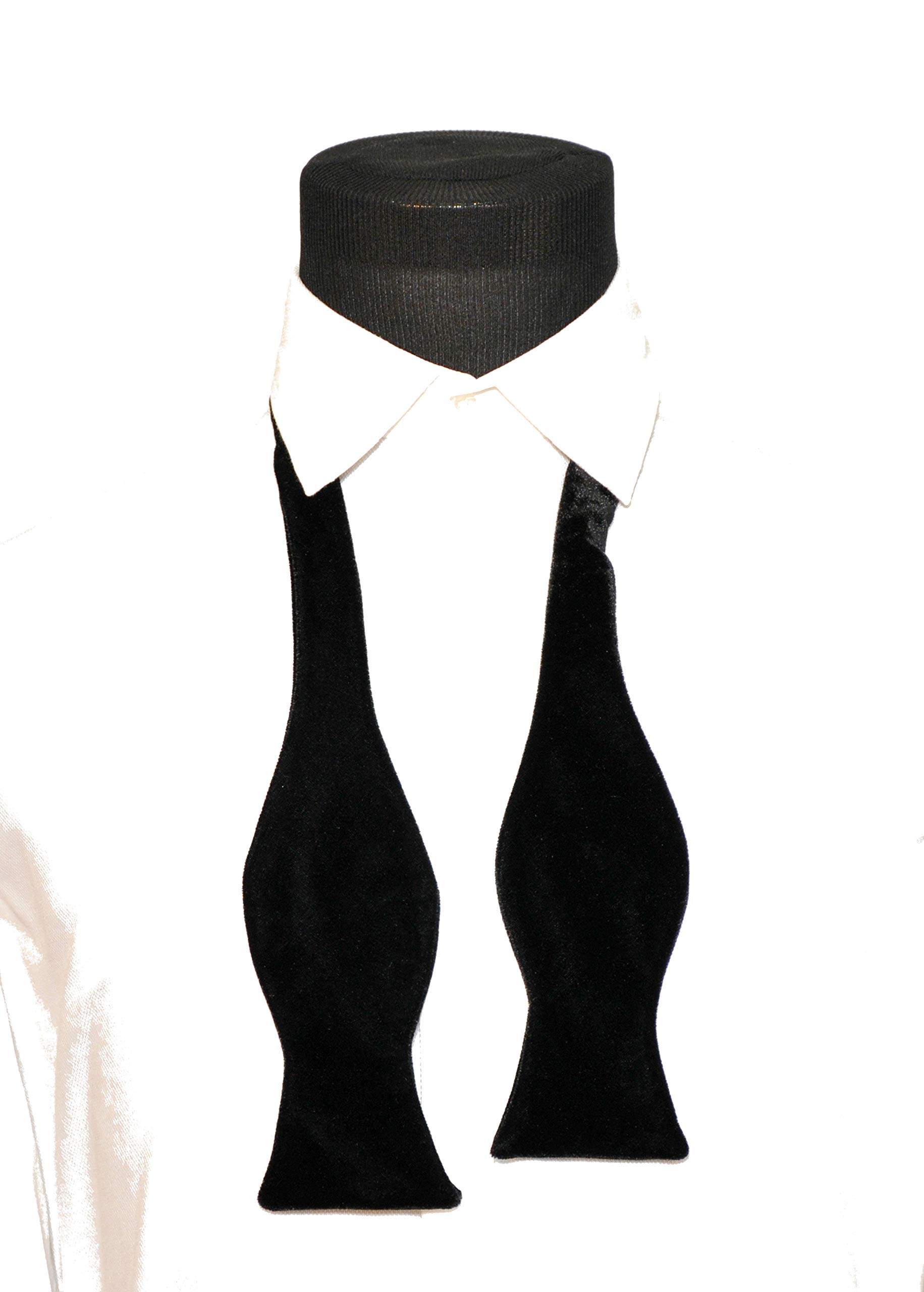 FERUCCI Mens Oversized Self tied Black Velvet Bow Tie -Tuxedo Bowtie, Mens big bow tie (one size)