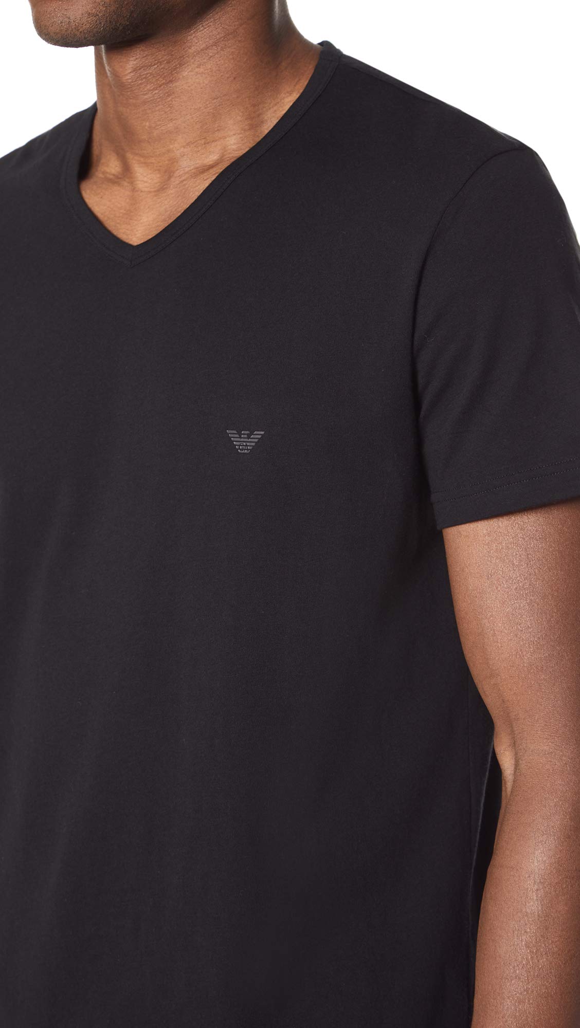 Emporio Armani mens Pure Cotton Men's 3 Pack V-neck T-shirt T Shirt, Grey/White/Black, Medium US