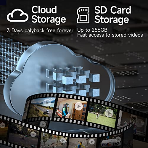 Security Cameras Wireless Outdoor, 2K Battery Powered Camera for Home Security with IP65, SD/ Free Cloud Storage, No Monthly Fee, AI Motion Detection, Color Night Vision, 2-Way Audio (BW4-G-3Pack)