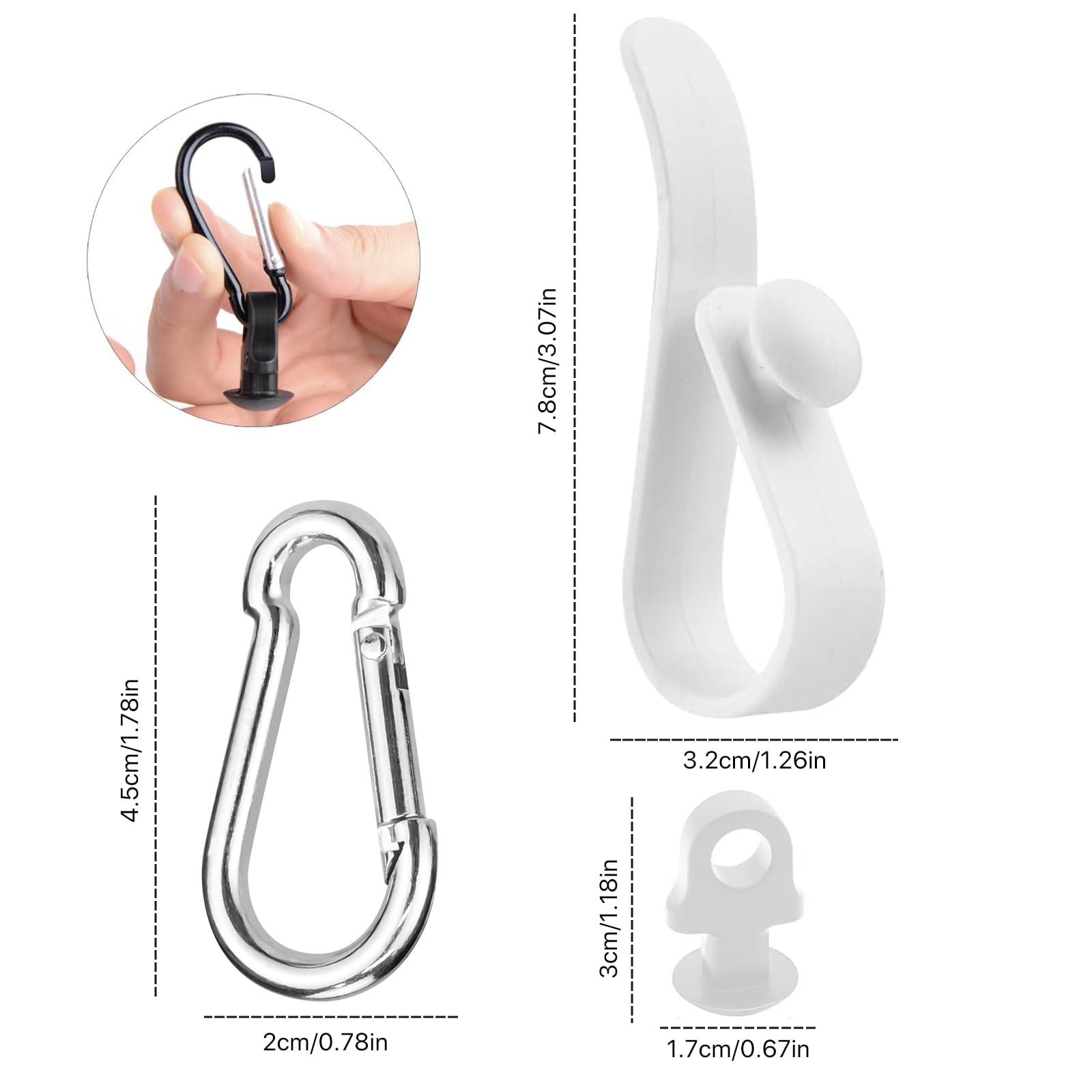 MEFFWSOER 4 PCS Key Holder for Bogg Bag, Insert Carabiner Key Chain and Hooks for Tote Bag Finding Your Keys Glasses Earphones Quickly (White)