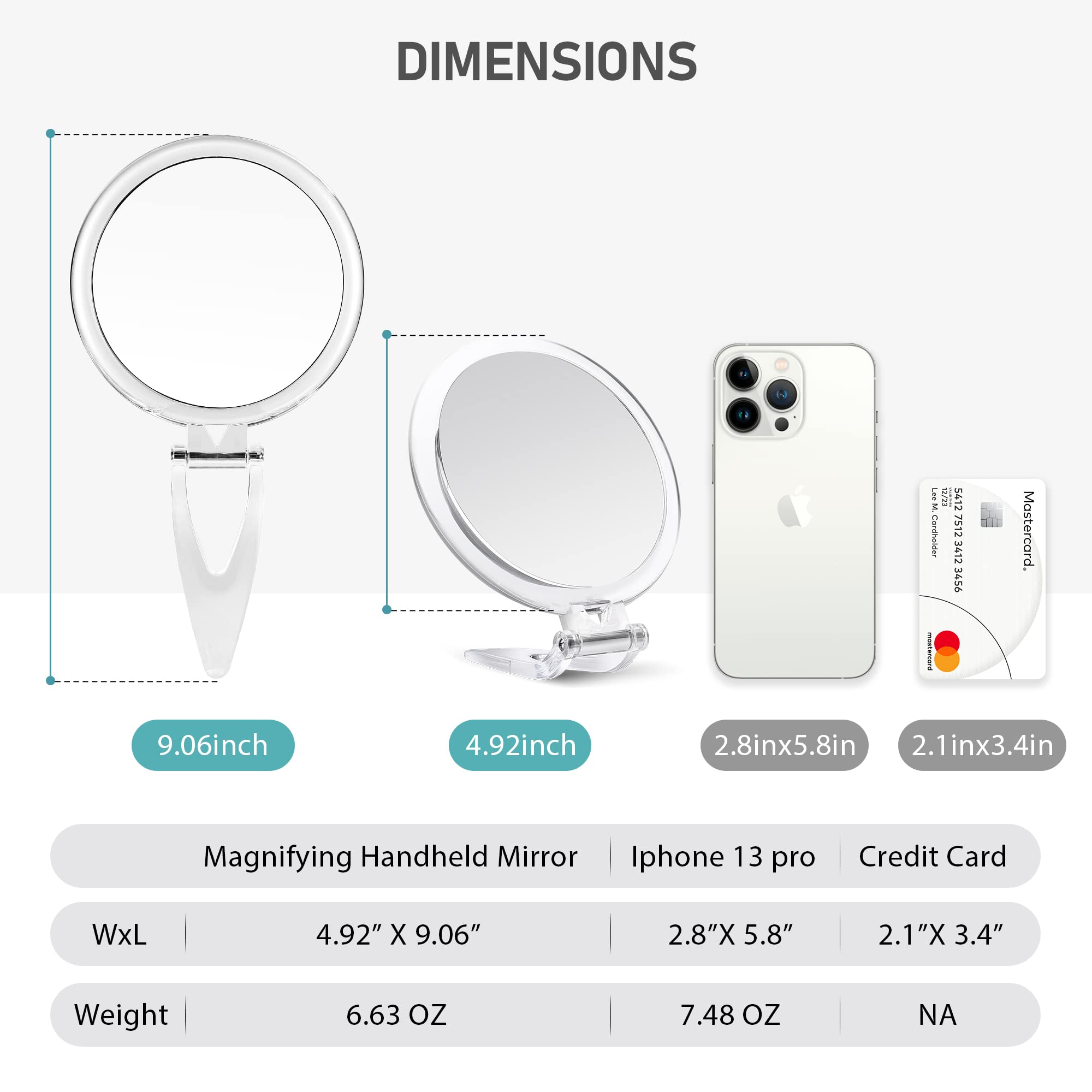 MIYADIVA Magnifying Mirror,30X Hand Mirror with Handle,Travel Magnifying Mirror with Double-Sided 1X/30X Magnification,6 in Handheld Magnifying Mirror,Foldable Makeup Mirrors as a Gift for Parents