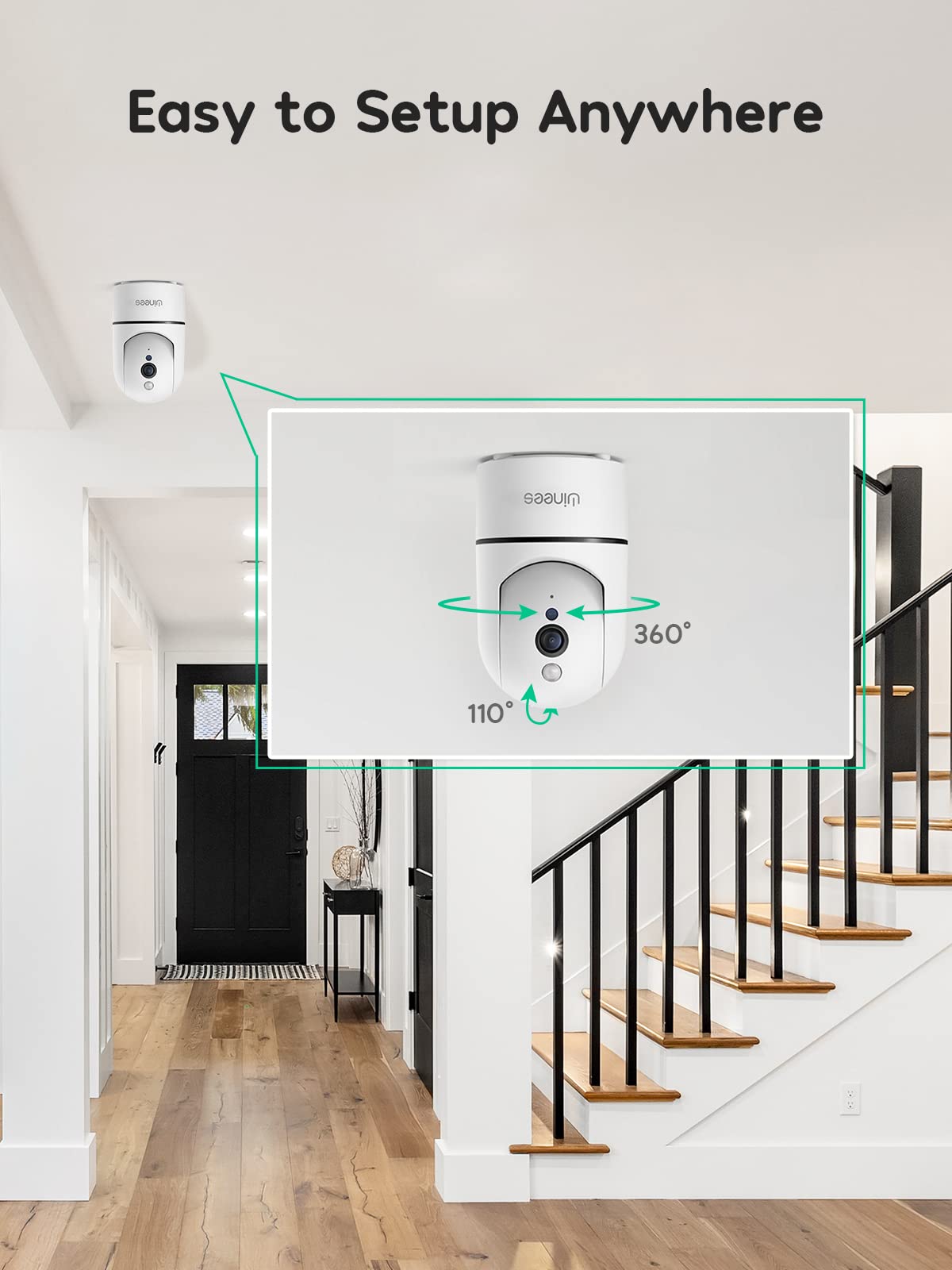 Monitor Indoor/Outdoor Security Camera WiFi Home Surveillance Alexa Camera with AI Detection, 2-Way Audio