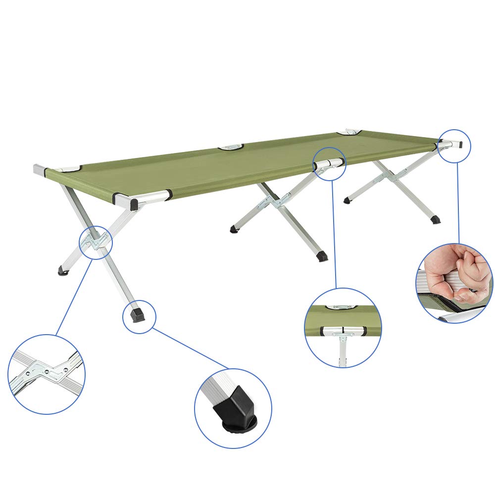 Folding Military Army Camp Bed,Outdoors Camping Cot for Adults,Portable Heavy Duty Sleeping Cots for Travel,Hunting,Foldable Free Organizer and Storage Bag