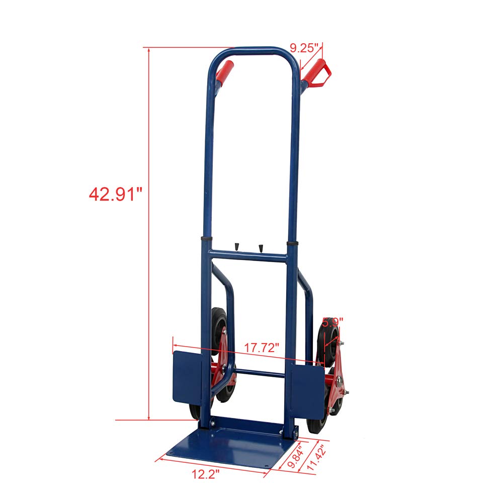 ENFANY 440lbs Heavy Duty Stair Climbing Moving Dolly Hand Truck Warehouse Appliance Cart Blue