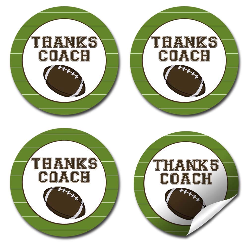 Football Team Coach Appreciation Thank You Sticker Labels, 40 2" Party Circle Stickers by AmandaCreation, Great for Envelope Seals & Gift Bags