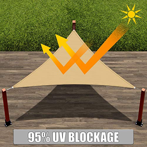 ShadeMart 8' x 8' x 8' Beige Triangle Sun Shade Sail Canopy smTAPT08 Fabric Cloth Screen, Water Air Permeable & UV Resistant, Heavy Duty, Carport Patio Outdoor - (We Customize Size)