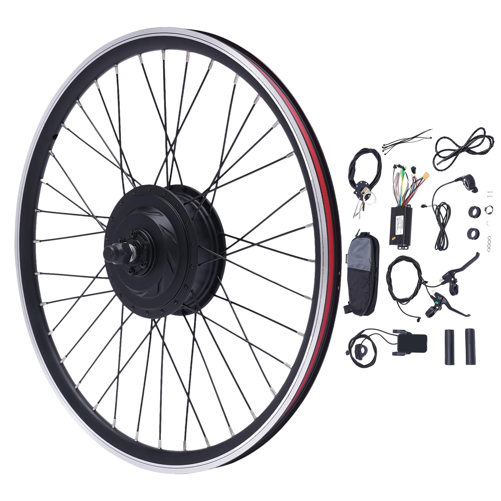 E-Bike Conversion Kit, 24" 36V 500W Rear Wheel Electric Bicycle Conversion Kit, 30-35km/h Flywheel Electric Bike Hub Motor Kit, Brushless Gear Hub Motor Kit, Dual Mode Controller