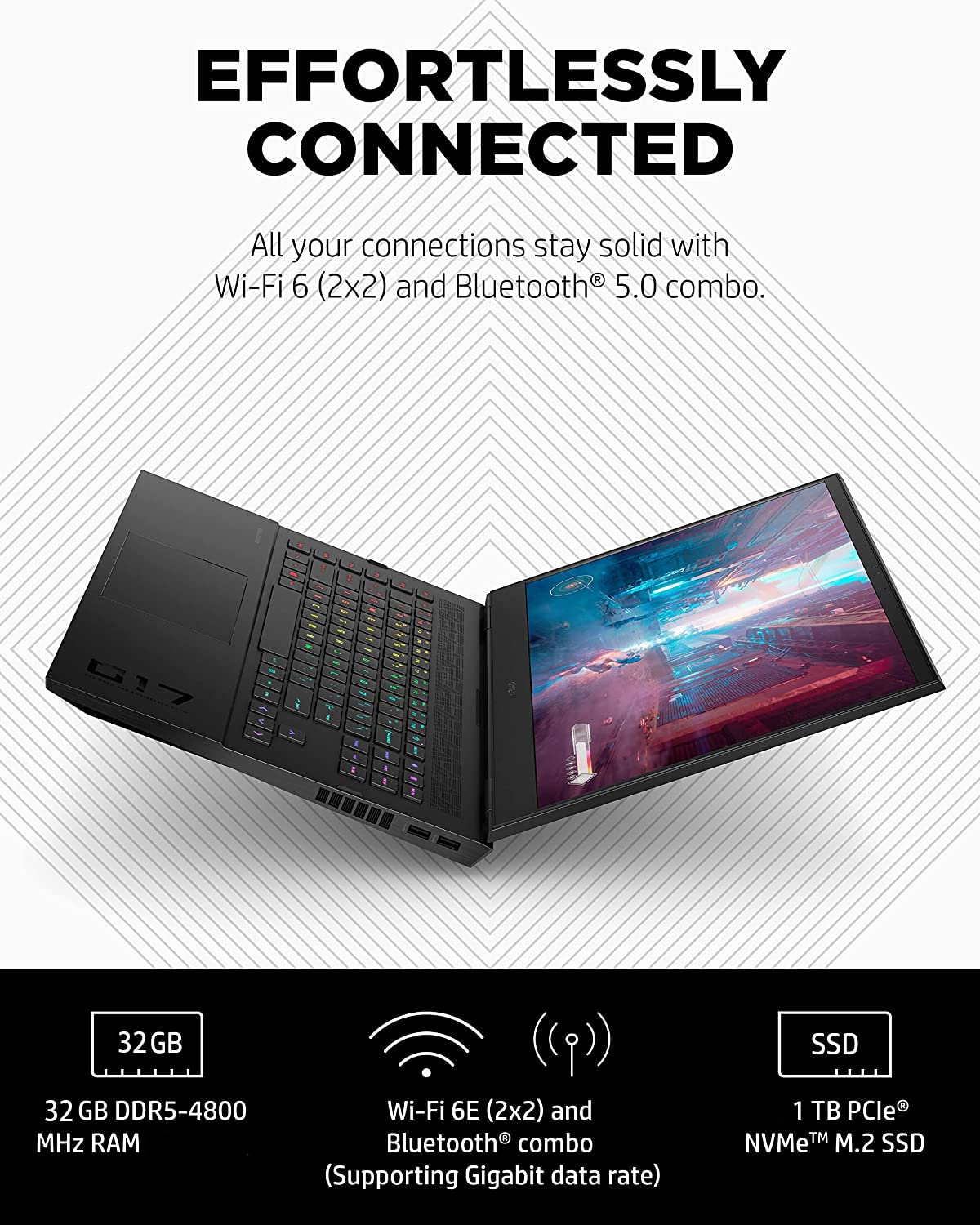 HP OMEN 17.3" 165Hz QHD Gaming Laptop, 12th Gen Intel 12-Core i7-12700H, NVIDIA GeForce RTX 3070 Ti 8GB, 32GB DDR5 RAM, 1TB PCIe SSD, Thunderbolt, Per Key RGB Backlit, RJ-45, Windows 11 Pro(VR Ready)