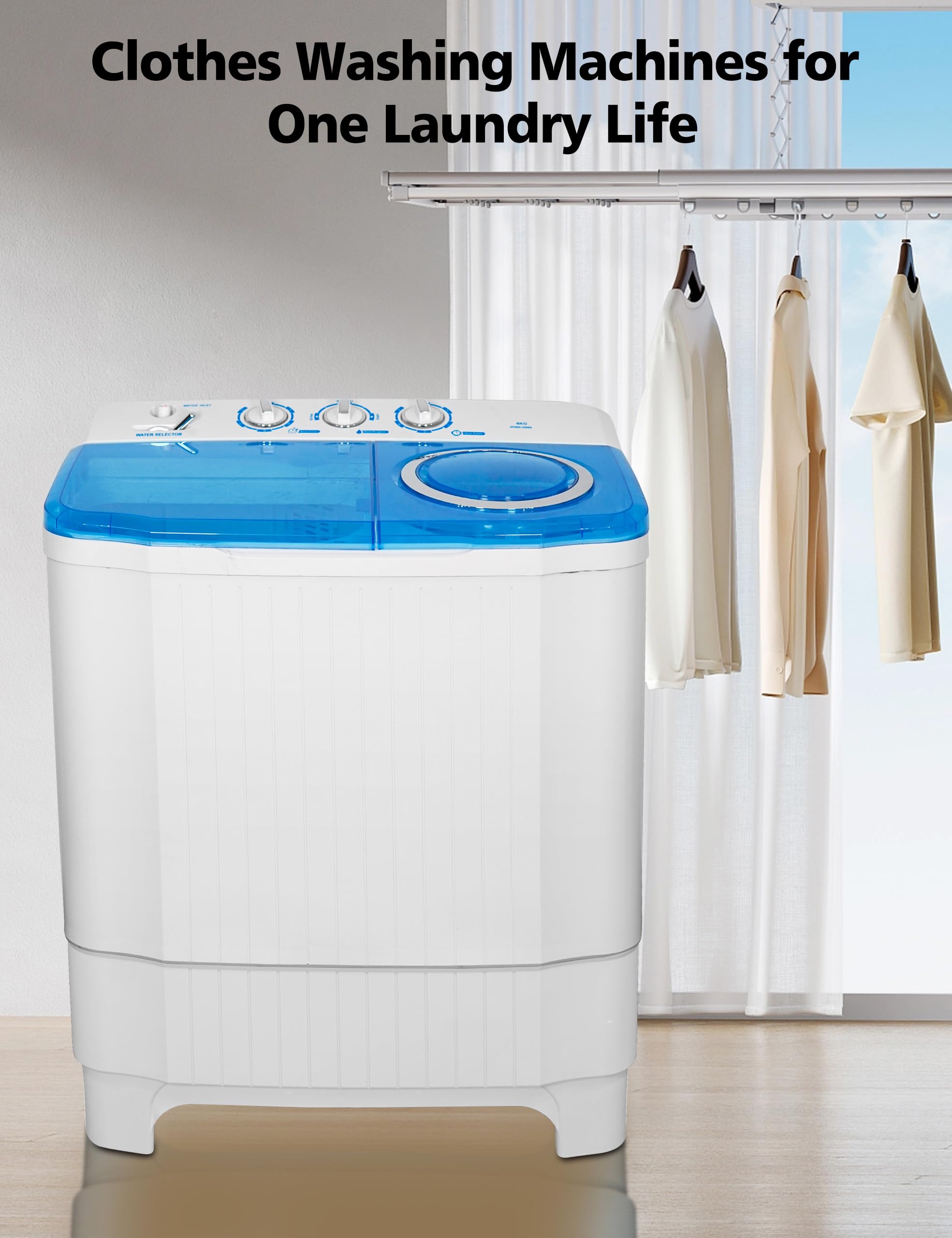 Portable Washing Machine - 28Lbs Compact Twin Tub Washer and Spin Dryer - Semi-automatic Laundry Washer(18Lbs) & Spinner(10Lbs) Combo Timer Control with Drain Pump for Apartments,RVs,Dorms