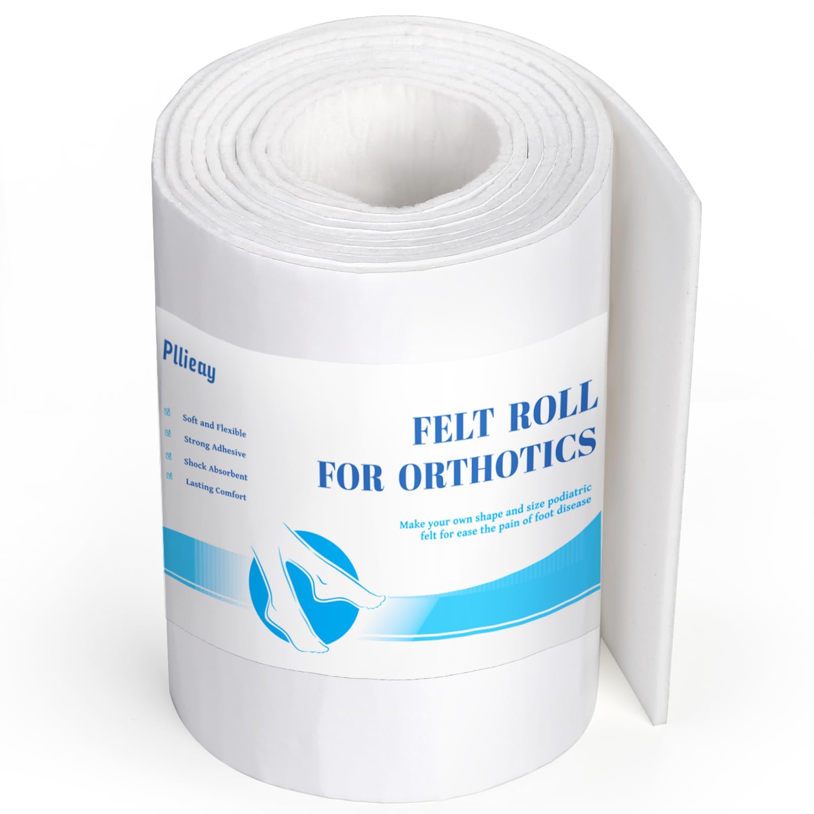 Pllieay Adhesive Felt Roll, Orthopedic Felt Roll 1/8" Thick 6"x2.5yd Quality Wool Rayon Blend for Provide Cushioning and Support in Pain Foot