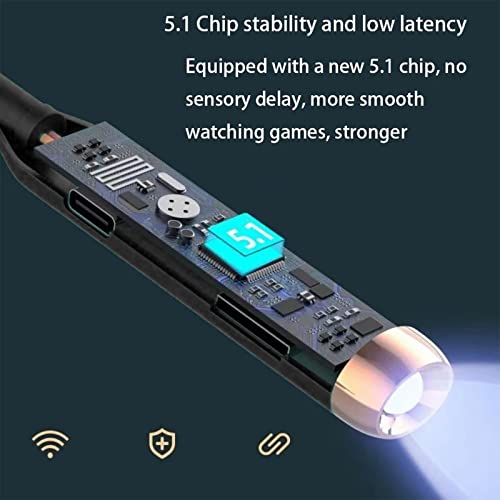 Kimanli Neckband Earbuds, Wireless 5.1 Bluetooth HD Stereo HeadphonesNoise Cancelling Mic Headset Halter Neck Hanging Design Earbuds with Flashlight for Sport Working
