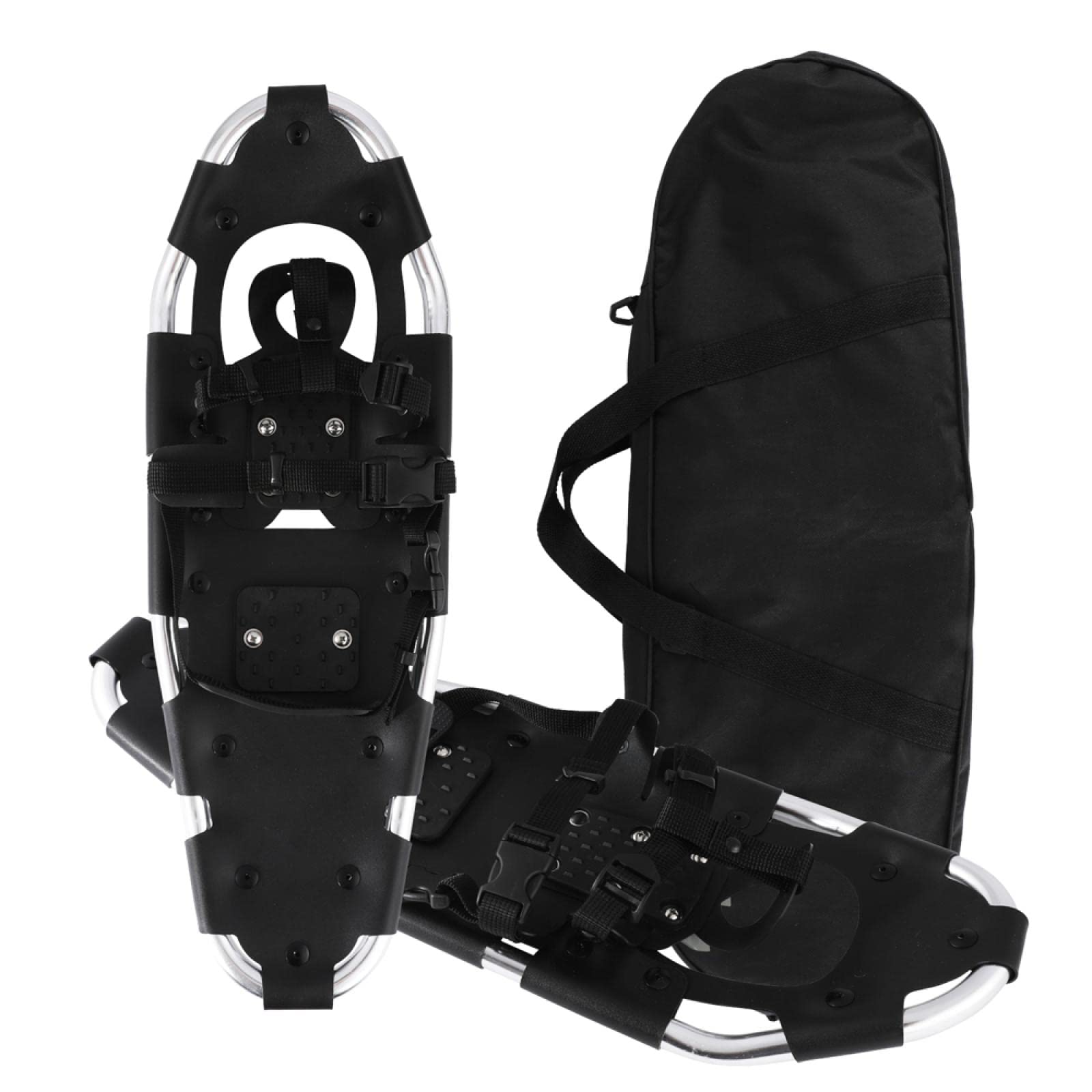 HAUBIS 8 * 25'' Outdoor Non-Slip Mountaineering Ski Equipment Snow Walking Anti-Fall Artifact Snowshoes Silver Frame Black