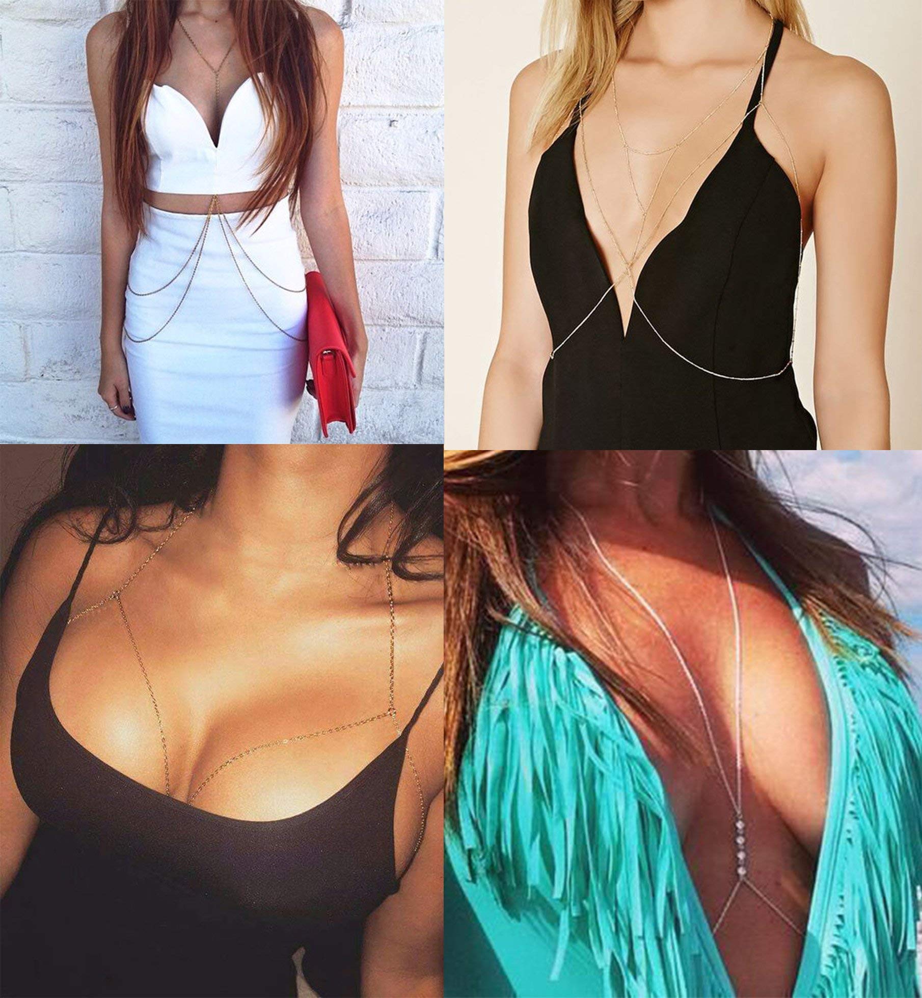 FIBO STEEL Body Chain Jewelry for Women Bikini Belly Chain Necklace