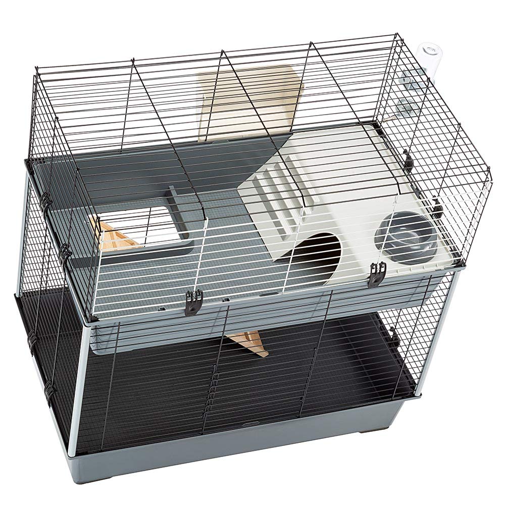 Ferplast Krolik Extra-Large Two-Story Rabbit Cage in Burgundy | Rabbit Cage includes All Accessories & Measures 39L x 20.3W x 36.2H & includes All Accessories | 1-Year Manufacturer's Warranty