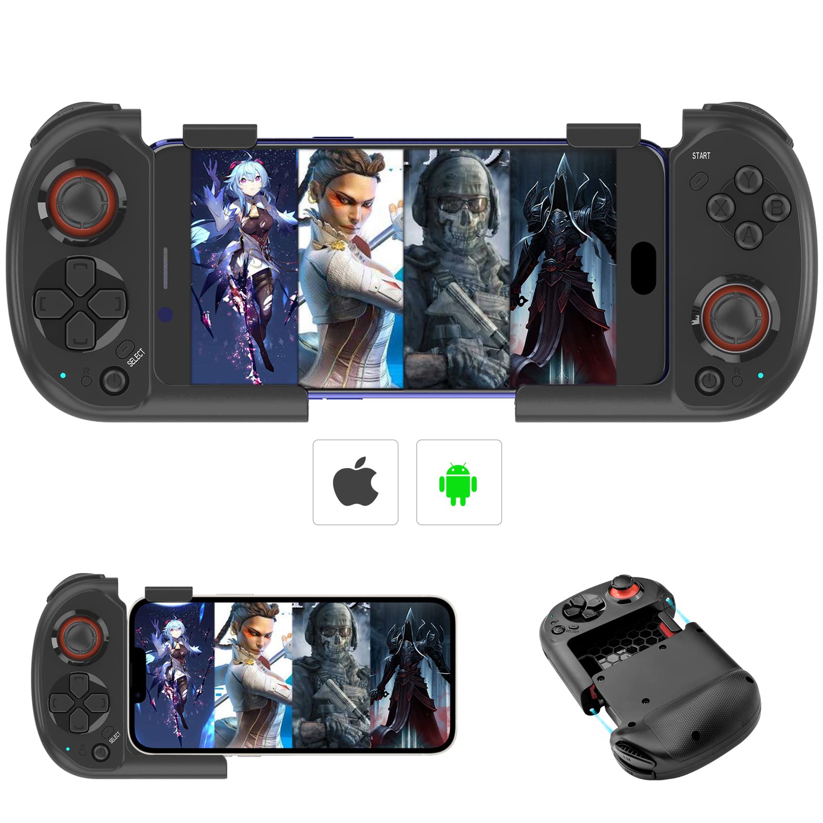 Mobile Gaming Controller for iPhone iOS Android Wireless Gamepad Joystick - One-Handed Mobile Gamepad - Magnetic Storage - Call of duty- Direct Play