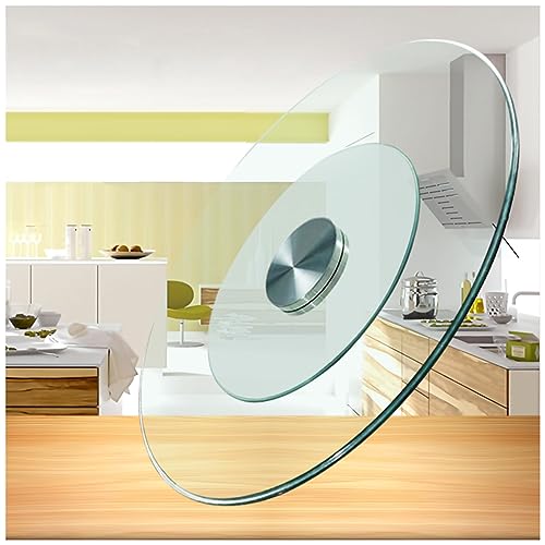 Lazy Susan Turntable for Dining Table Centerpiece, 8mm Tempered Glass Rotating Tray, Round Tabletop Organizer for Homes & Restaurants (Color : Clear, Size : 80cm/32in)