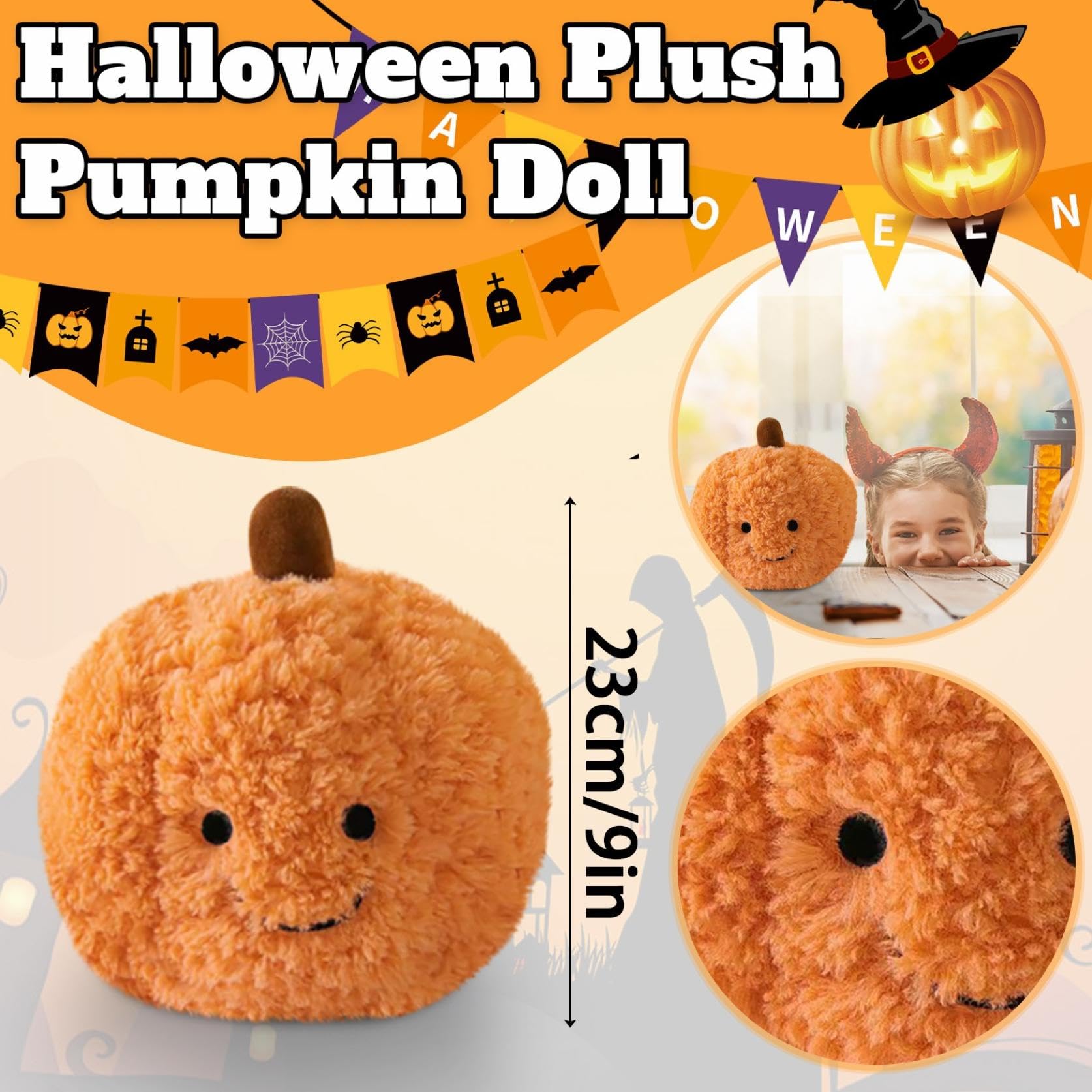 Pumpkin Pillow, Soft Stuffed Pumpkin Doll, for Halloween Thanksgiving Decorations Party Home Decor Pumpkin Decor (1pcs)