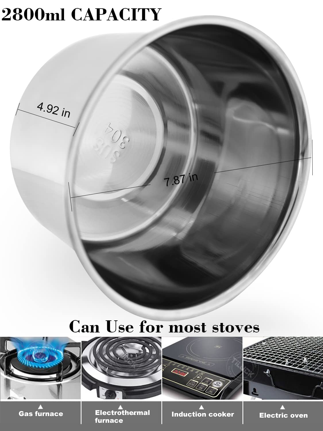 Double Boiler Pot Set, 1200ML Double Boiler, 2800ML Stainless Steel Pot with Silicone Spatula for Melting Chocolate,Candy, Soap, Wax, Candle Making