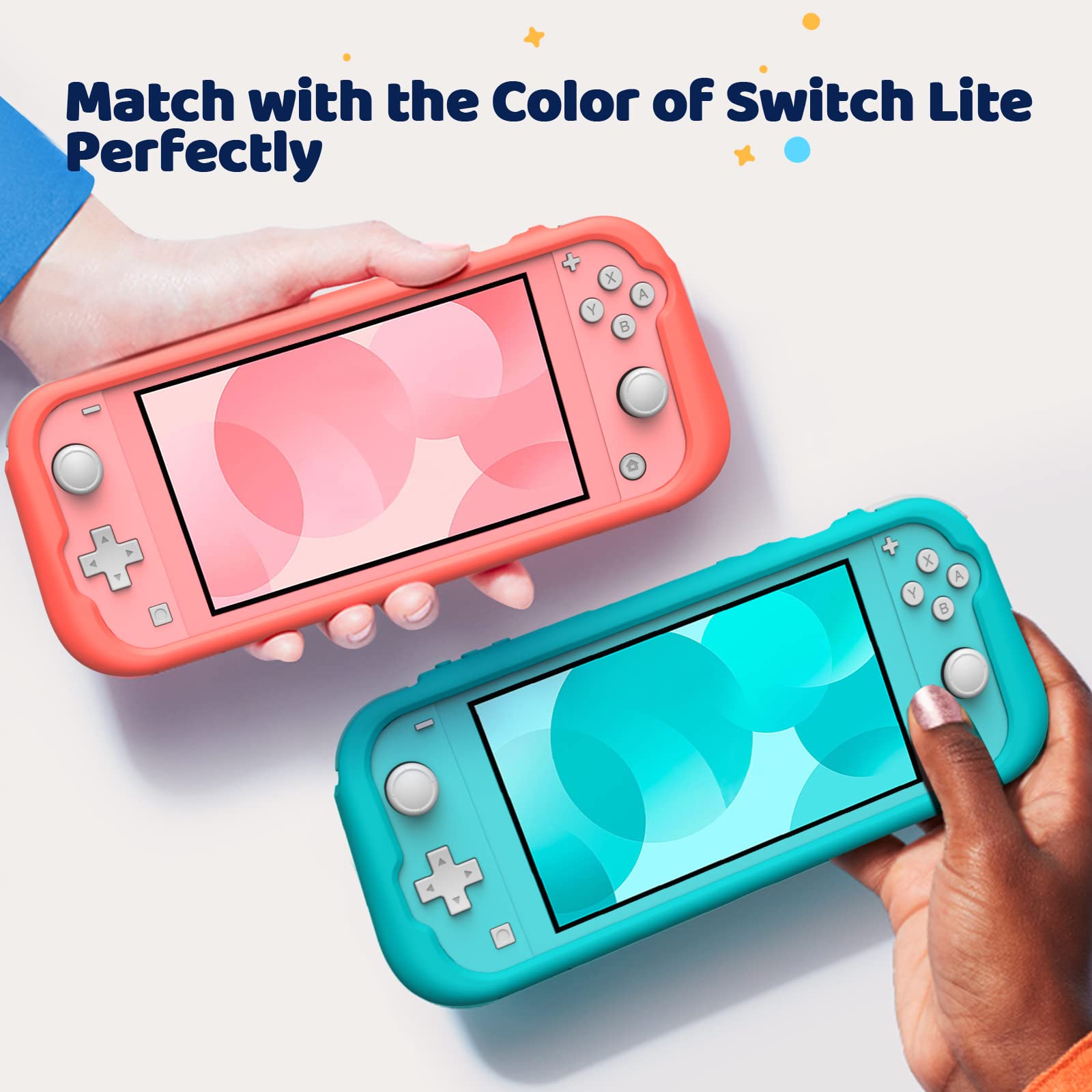 Fintie Case for Nintendo Switch Lite 2019 w/3 Game Card Slots - Soft Silicone [Shock Proof] [Anti-Slip] Protective Cover w/Ergonomic Grip Comfortable Grip Case for Switch Lite Console, Turquoise