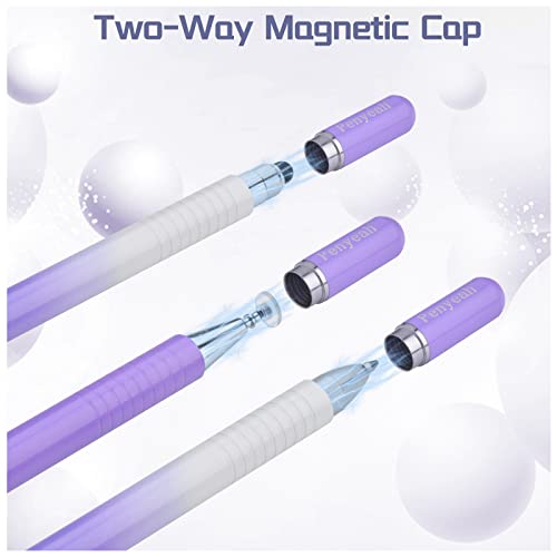 Stylus Pen for Touch Screens, Penyeah 3 in 1 Magnetic Disc/Rubber/Hard Mesh Tip Stylus,Universal High Precison Touch Screen Pen Stylist for All Capacitive Touch Screens-Dream Purple