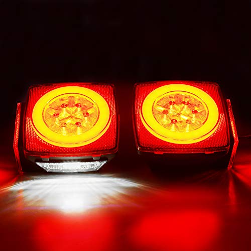 LINKITOM New Halo Submersible LED Trailer Light Kit, Super Bright Brake Stop Turn Tail License Lights for Camper Truck RV Boat Snowmobile Under 80 Inch, IP68 Waterproof
