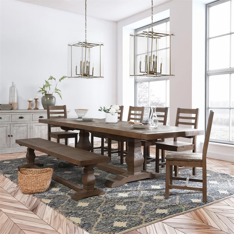 Kosas Home Quincy Reclaimed Pine Extension Dining Table in Weathered Brown