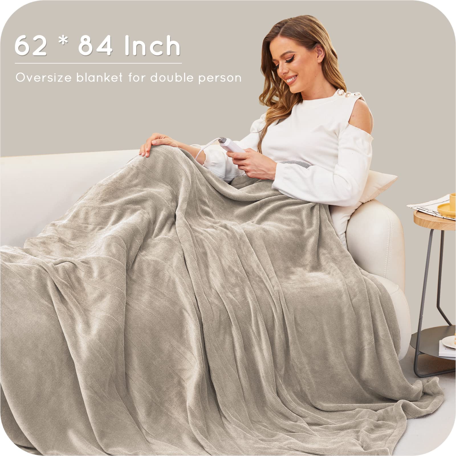 Electric Heated Blanket 72"x84" Full Size with 4 Heating Levels and 10 Hours Auto-Off Large Oversized Heating Blanket with Soft Plush Fabric for Bedding- Cherry Red