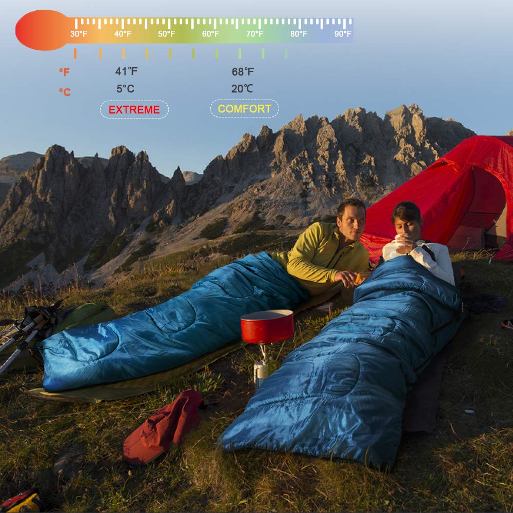 Forceatt Camping Sleeping Bag, Two-Person Waterproof Sleeping Bag, Suitable for Adults or Teenagers Indoor, Outdoor, Backpacking, Camping (Blue)
