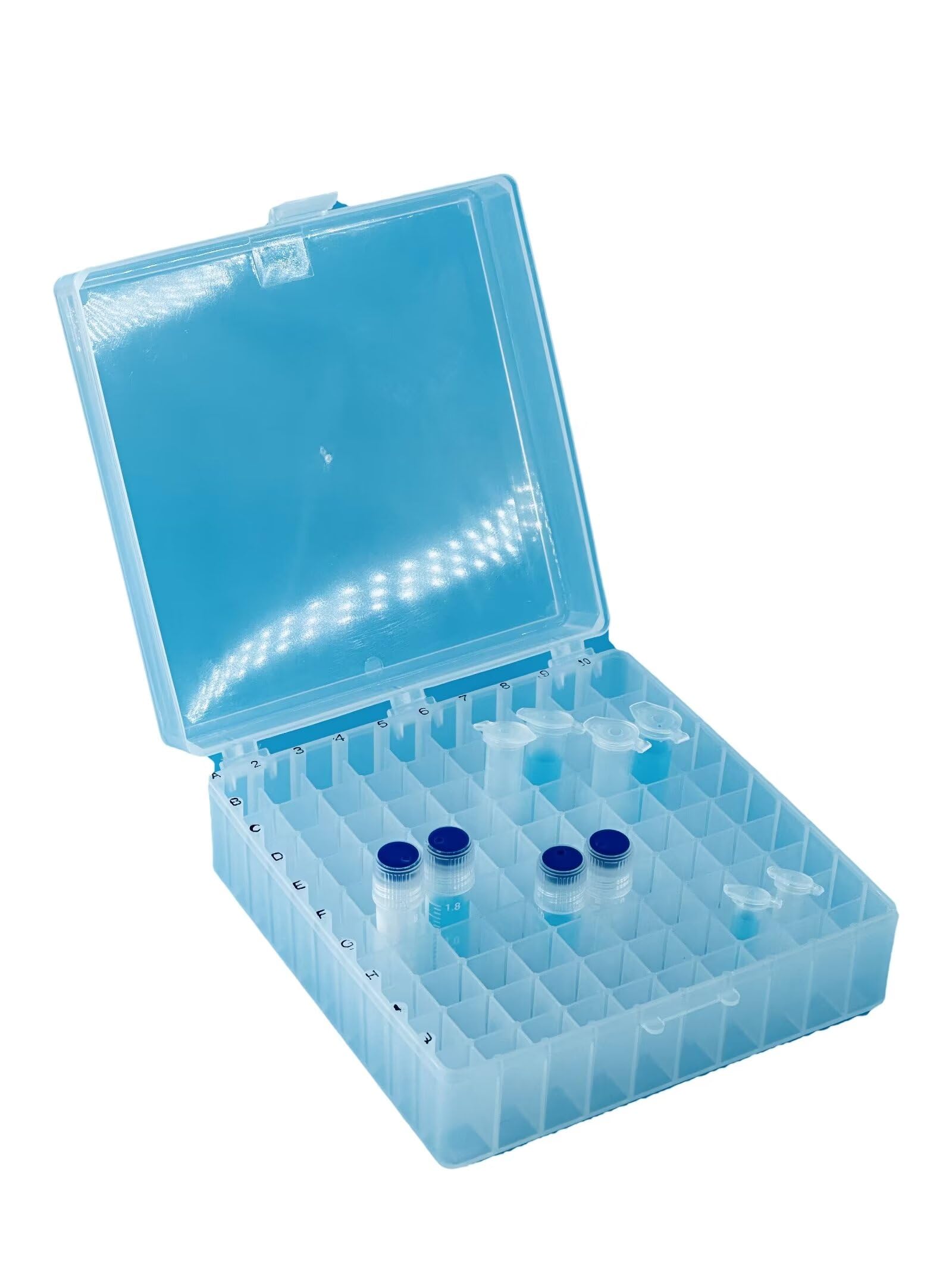 LUERFLEX 100 Well Cryobox Micro Centrifuge Tube Cryogenic Storage Box with Associated Color Lids Pack of 5