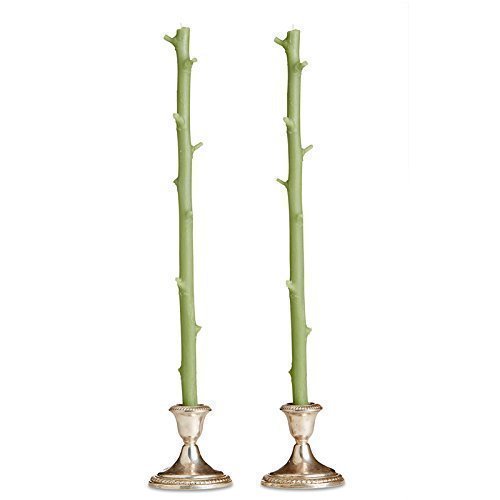 Stick Candles/Hickory Casting/Beeswax/Pair