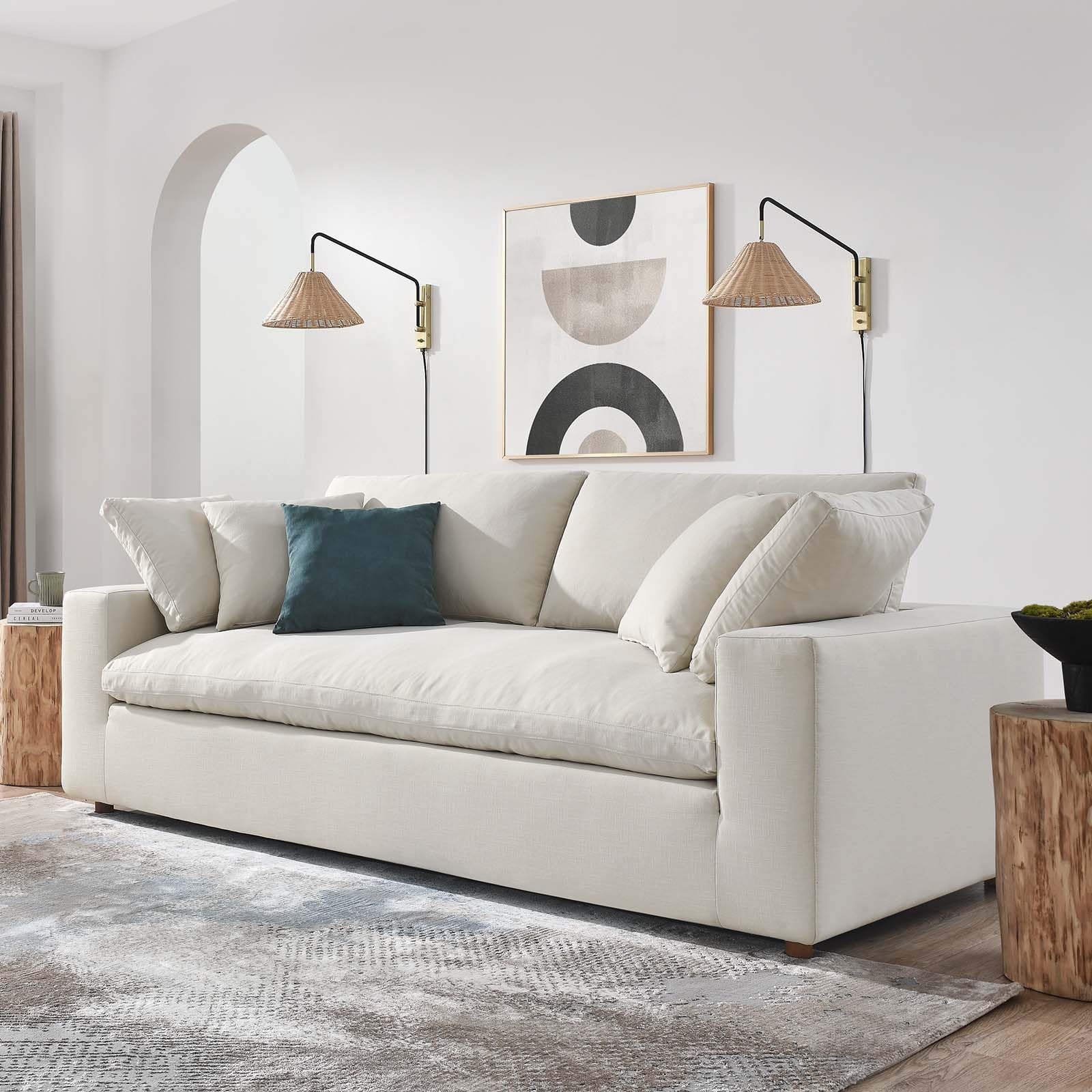 Modway EEI-4860-LBG Commix Down Filled Overstuffed Sofa, Light Beige
