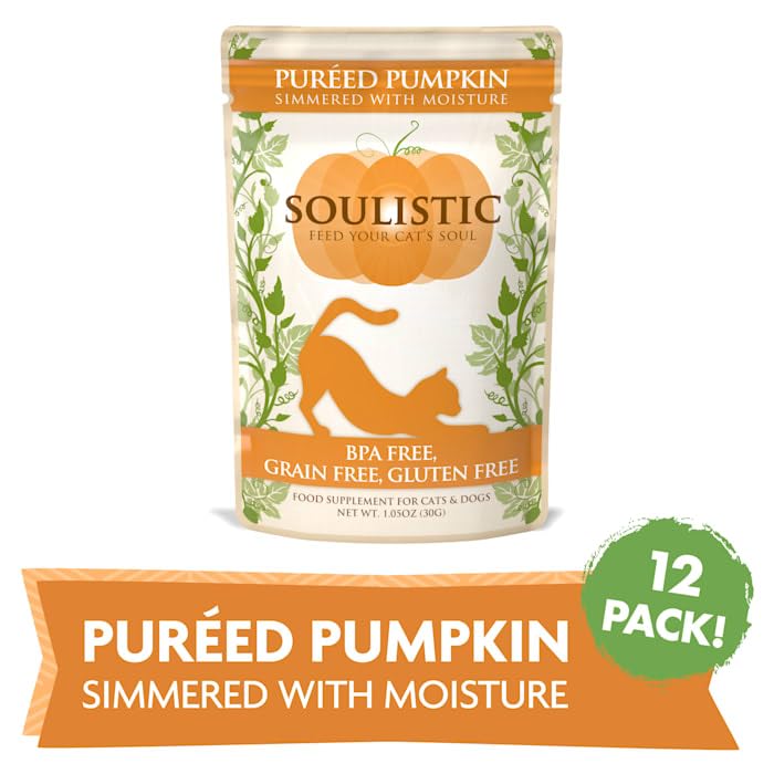 Soulistic Pureed Pumpkin Food Supplement for Cats & Dogs, 1.05 oz., Case of 12, 12 X 1.05 OZ