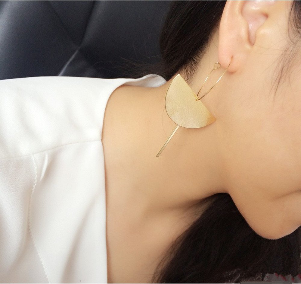 Figaro Design Fashion Exaggerated 18K Gold Geometric Multi-layer Half Circle Dangle Drop Earring for Women