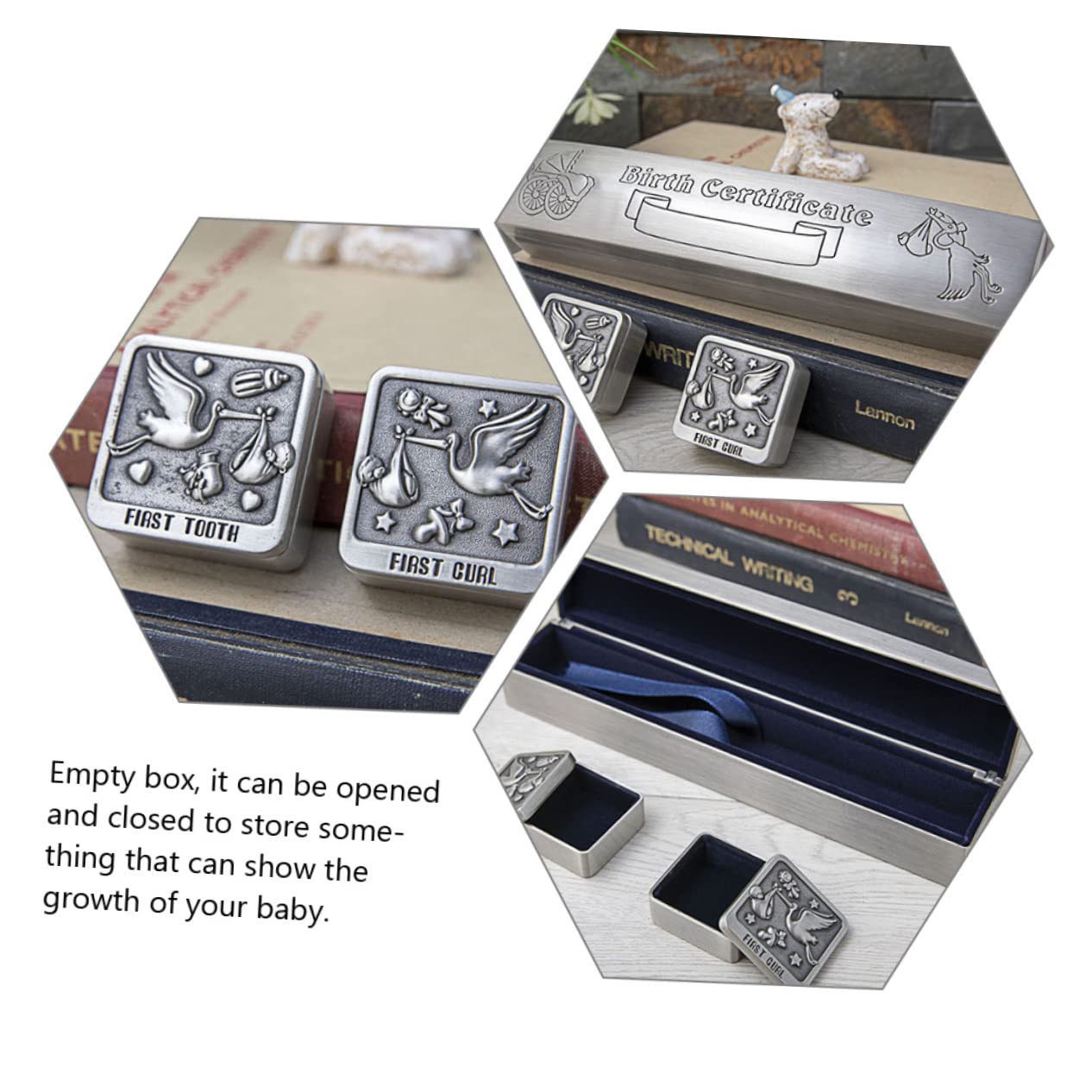 Kisangel 1 Set Box Fetal Hair Container Kickstand First Keepsakes Boxes Retro Keepsake Tin Tooth Holder Teeth Fairy Containter Fetal Hair Case Child Metal Zinc Alloy