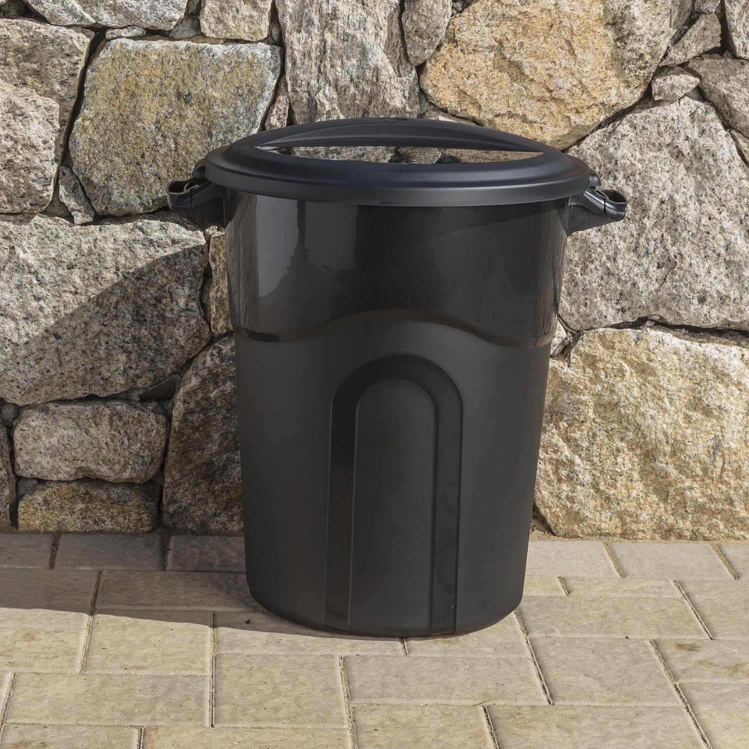 KJHjhn 20 Gallon Heavy Duty Plastic Garbage Can, Included Lid, Black, TC-20GL