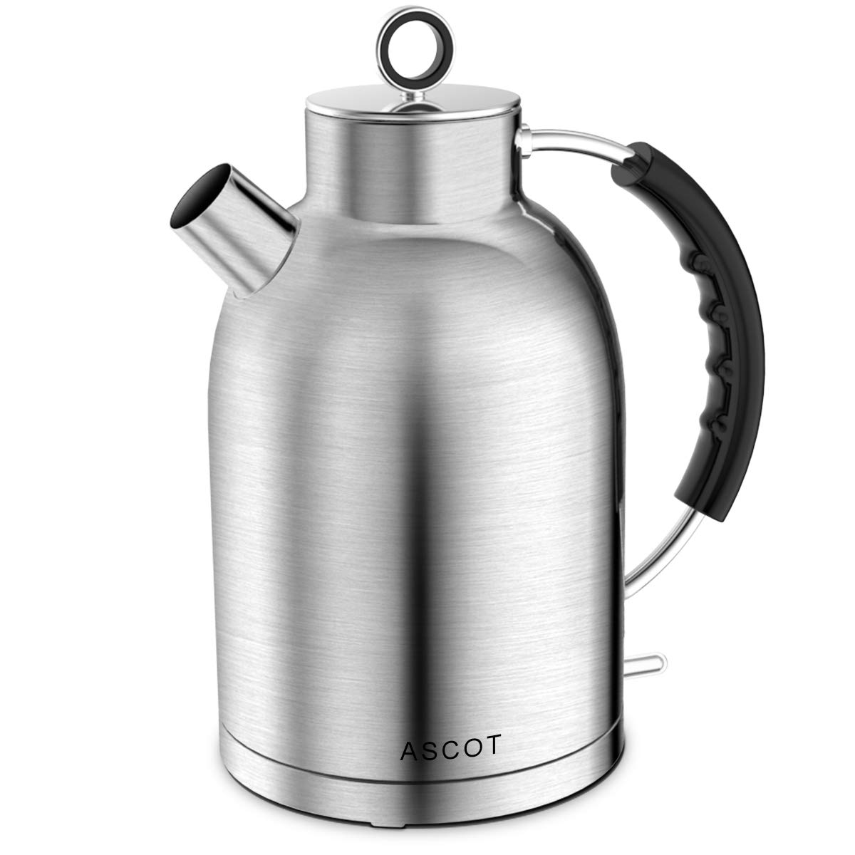 Electric Kettle, ASCOT Stainless Steel Electric Tea Kettle, 1.7QT, 1500W, BPA-Free, Cordless, Automatic Shutoff, Fast Boiling Water Heater - Matte Silver